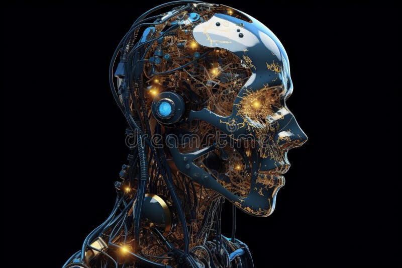 Android or Robot with Artificial Intelligence. Generative AI Stock ...