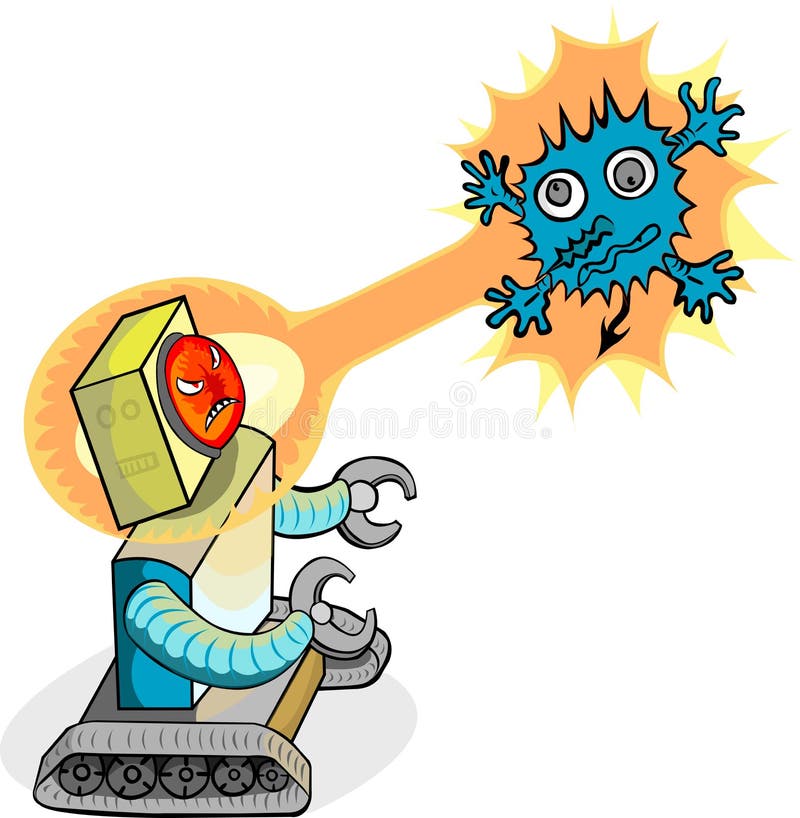 Android robot attack virus stock vector. Illustration of attacker ...