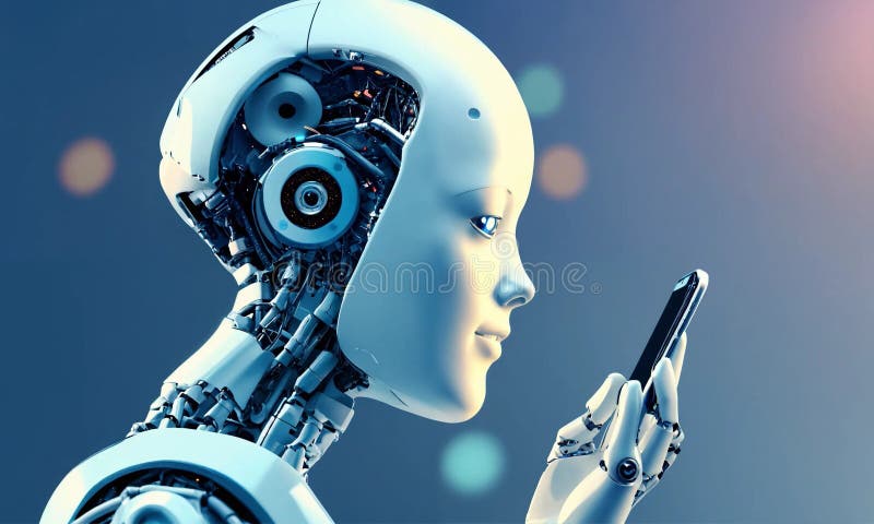 Android Robot with Brain. Background with Artificial Intelligence ...