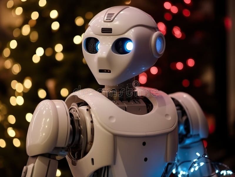 Android Robot on a Christmas Background Stock Photo - Image of festive ...