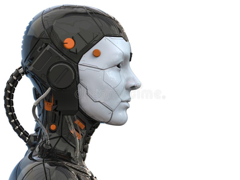 Android Robot Cyborg Woman Humanoid Side View - 3d Rendering Stock ...