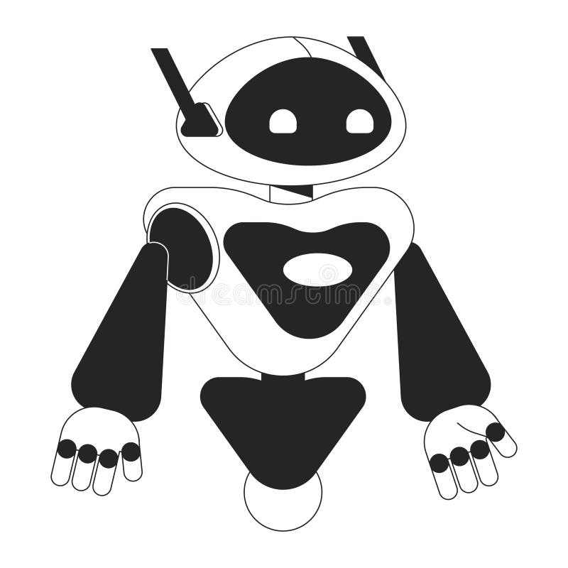 Android Robot Flat Monochrome Isolated Vector Object Stock Vector ...