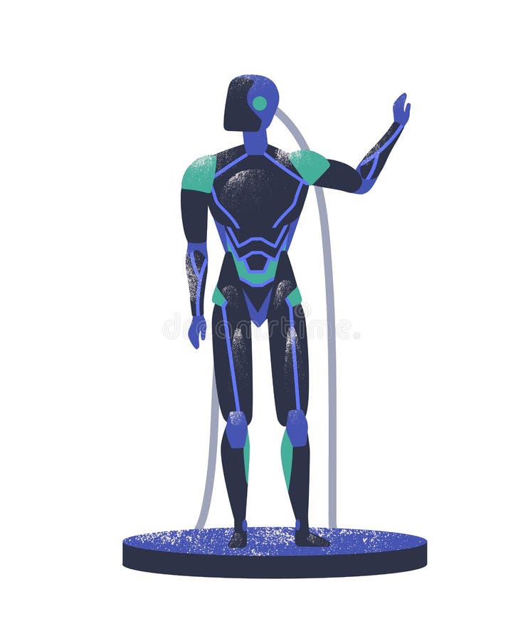 Android Robot Flat Vector Illustration. Humanoid Cyborg Standing with ...