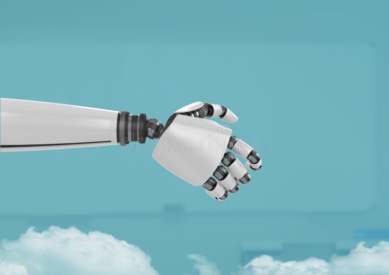 Android Robot Hand Closed Handshake with Blue Background Stock Image ...