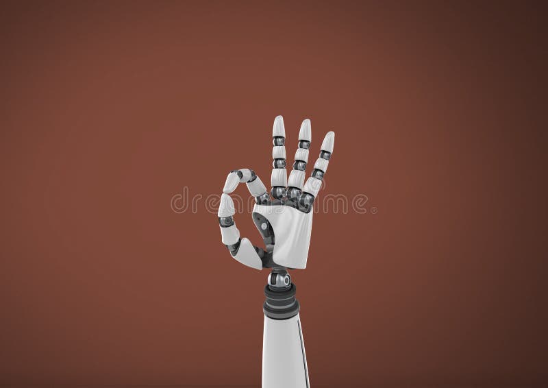 Android Robot Hand Gesture OK with Brown Background Stock Illustration ...