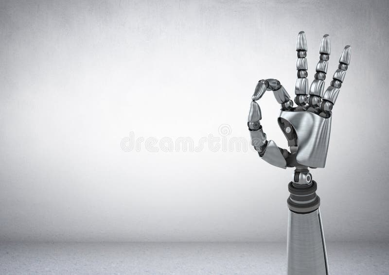 Android Robot Hand Gesture OK with Grey Background Stock Illustration ...