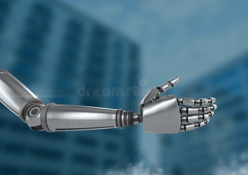 Android Robot Hand Open with Blue Background Stock Illustration ...