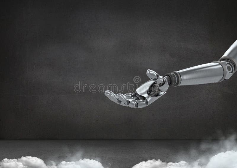 Android Robot Hand Pointing with Bright Wood Background Stock Image ...