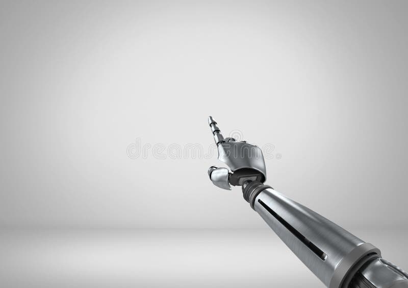 Android Robot Hand Pointing with Grey Background Stock Illustration ...