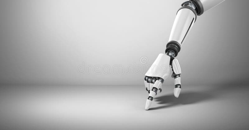 Android Robot Hand Pointing with Sea Background Stock Photo - Image of ...