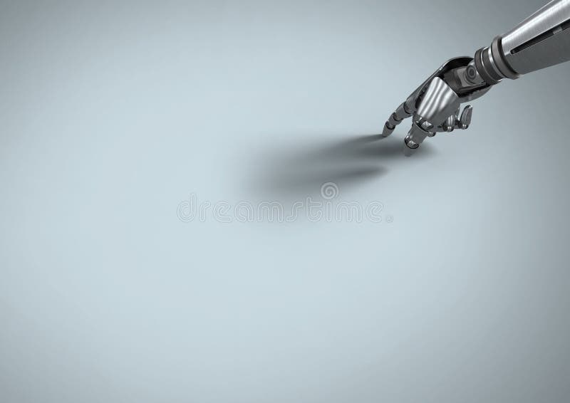 Android Robot Hand Pointing with Grey Background Stock Illustration ...