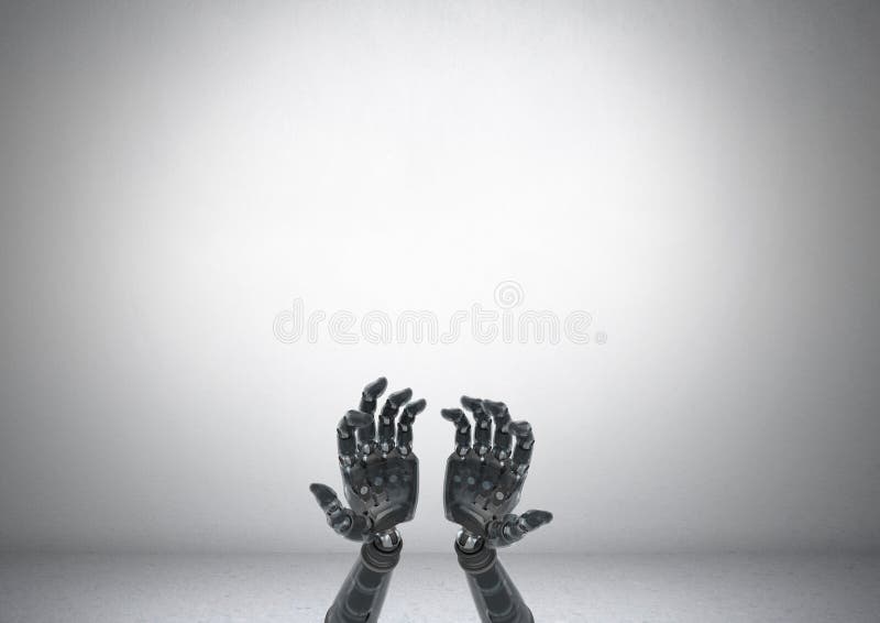 Android Robot Hands Open with Grey Background Stock Illustration ...