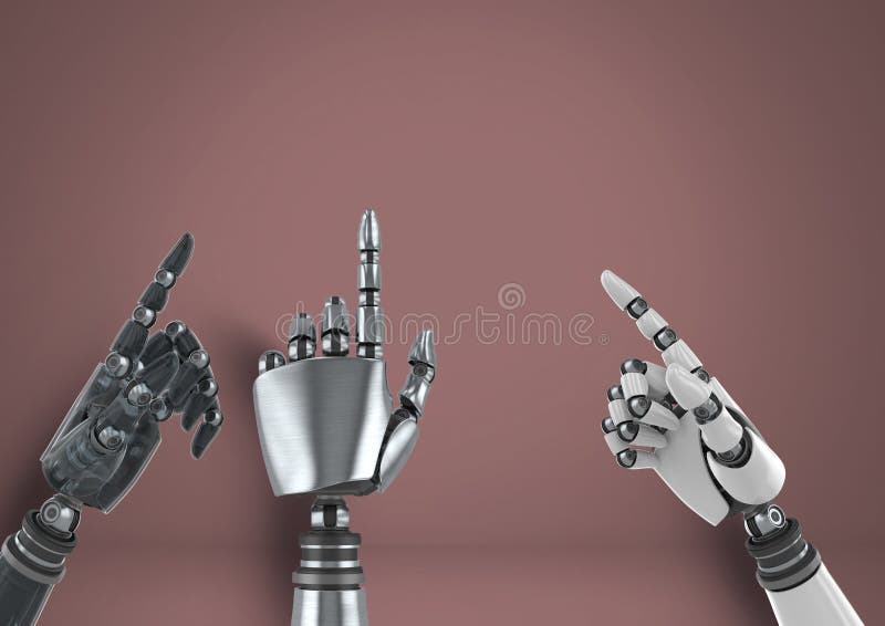 Android Robot Hands Pointing with Brown Background Stock Illustration ...