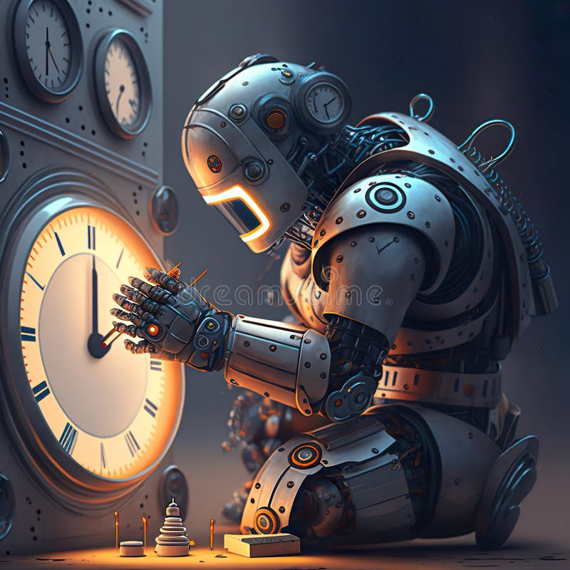 An Android Robot Repairing a Clock. Created with Generative AI Stock ...