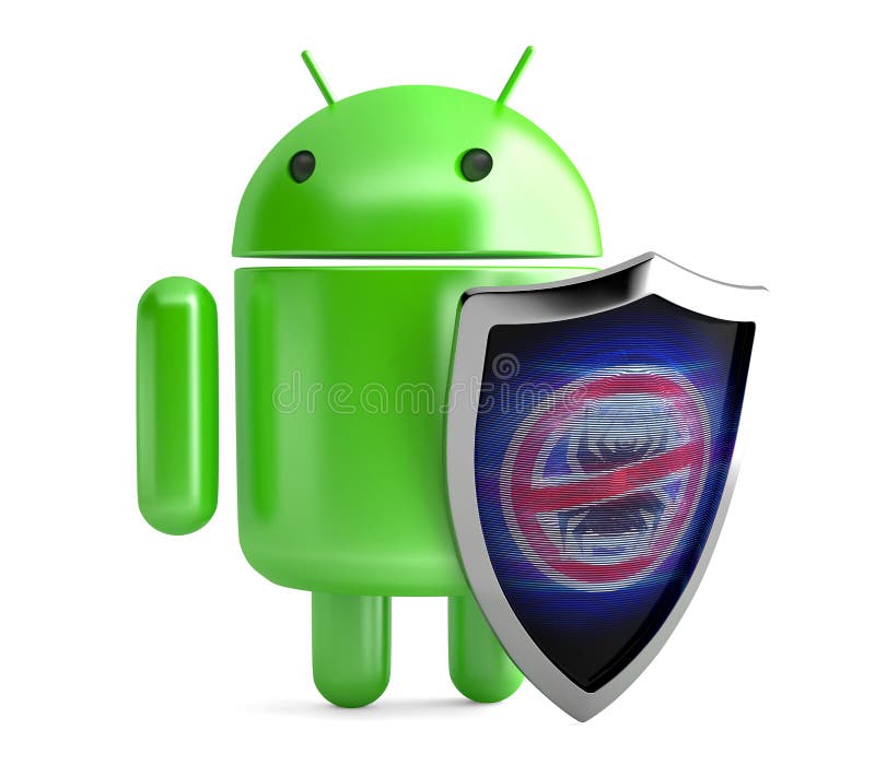 Android Robot with Shield. 3D Illustration Editorial Photography ...