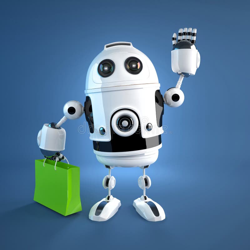 Android Robot with Huge Green Brain. Artificial Intellect Concept Stock ...