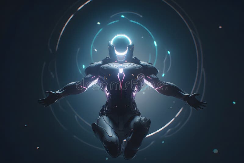 Android Robot in Space. Alien Cyborg Stock Illustration - Illustration ...