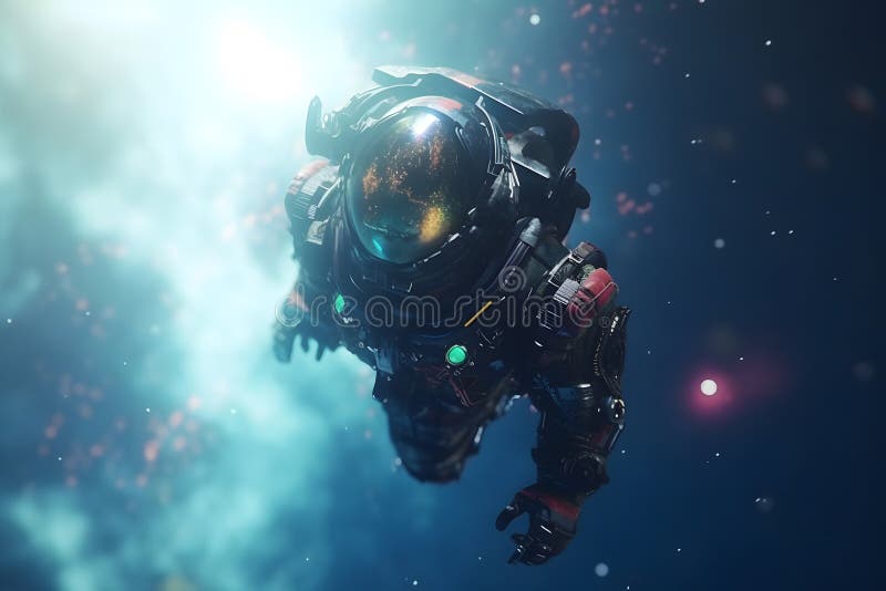 Android Robot in Space. Alien Cyborg Stock Illustration - Illustration ...