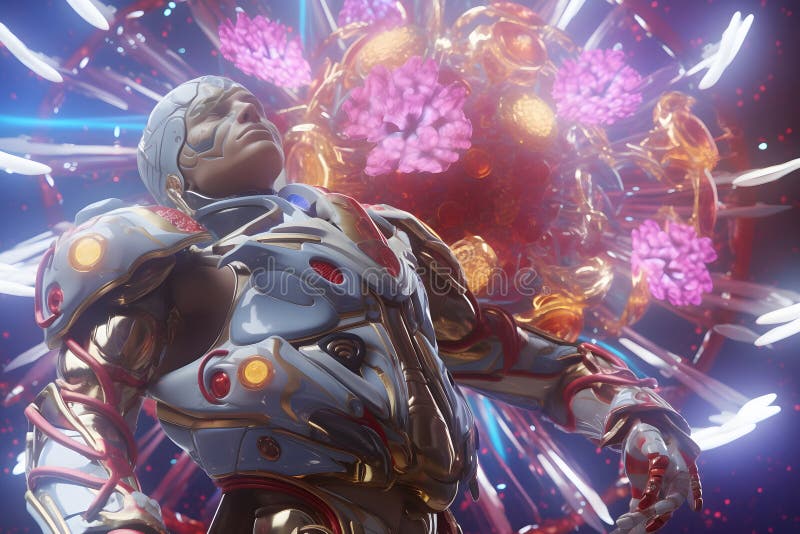 Android Robot in Space. Alien Cyborg Stock Illustration - Illustration ...