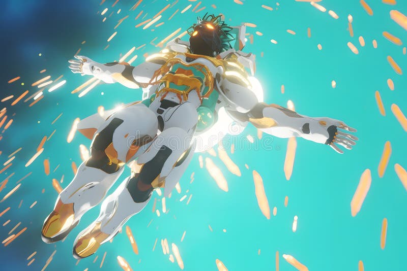 Android Robot in Space. Alien Cyborg Stock Illustration - Illustration ...