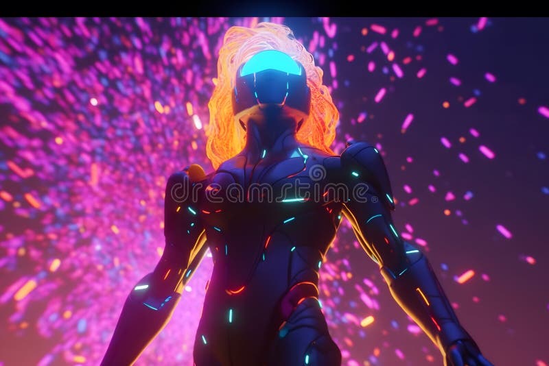 Android Robot in Space. Alien Cyborg Stock Illustration - Illustration ...