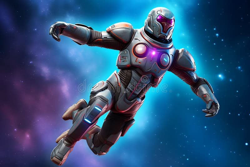 Android Robot in Space. Alien Cyborg Stock Illustration - Illustration ...