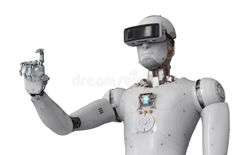 Android Robot Wearing Vr Headset Stock Illustration - Illustration of ...