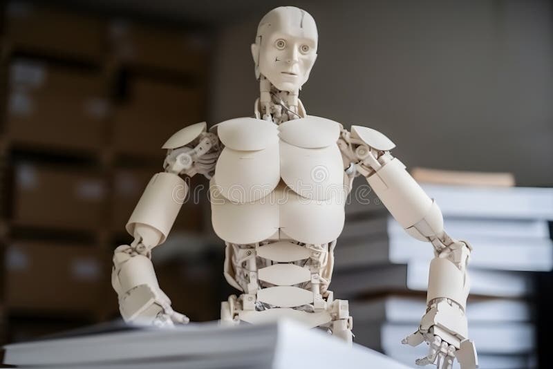 Android Robot for Working with Archive Documents. Neural Network AI ...