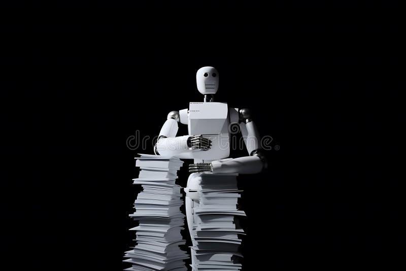 Android Robot for Working with Archive Documents. Neural Network AI ...