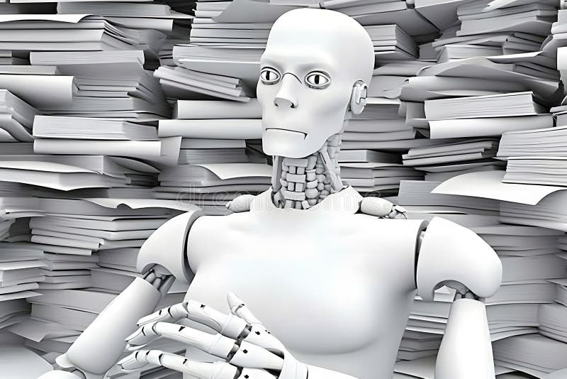 Android Robot for Working with Archive Documents. Neural Network AI ...