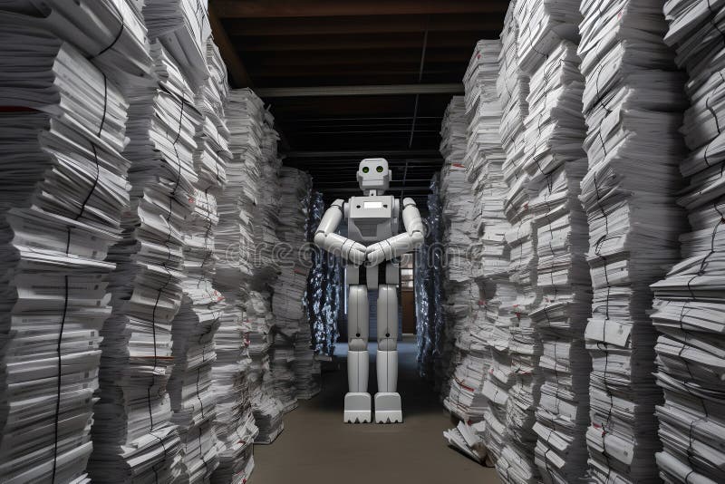 Android Robot for Working with Archive Documents. Neural Network AI ...