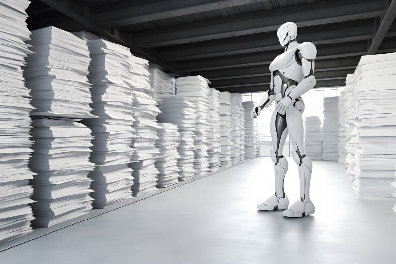 Android Robot for Working with Archive Documents. Neural Network AI ...