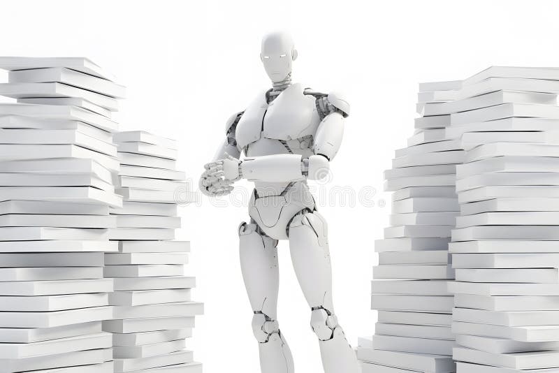 Android Robot for Working with Archive Documents. Neural Network AI ...