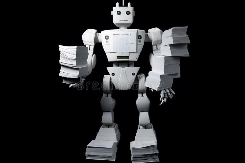 Android Robot for Working with Archive Documents. Neural Network AI ...