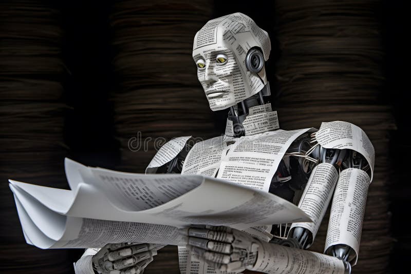 Android Robot for Working with Archive Documents. Neural Network AI ...