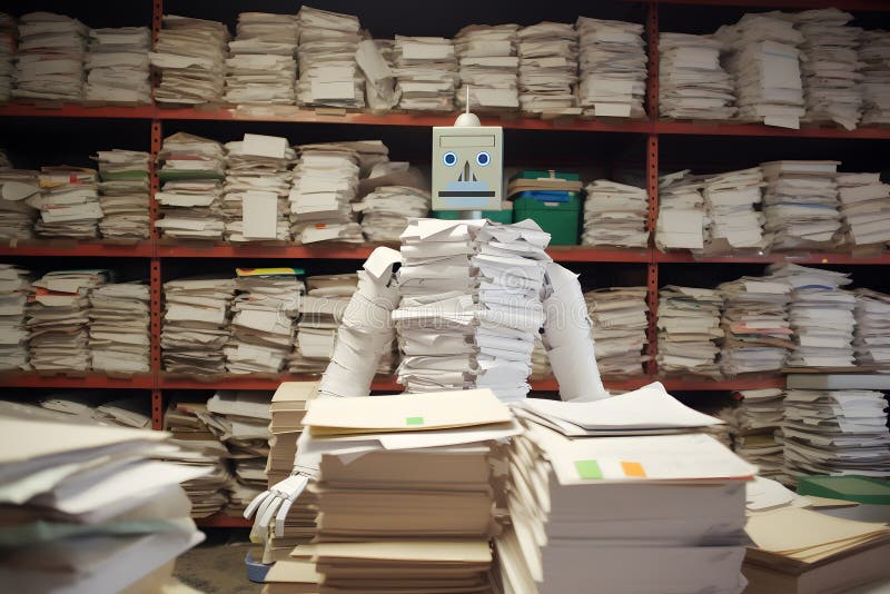 Android Robot for Working with Archive Documents. Neural Network AI ...