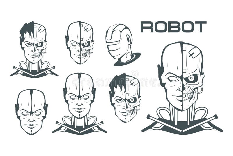 Android Set. Robotic Face. Robot Logo for Design. Robotics Stock Vector ...