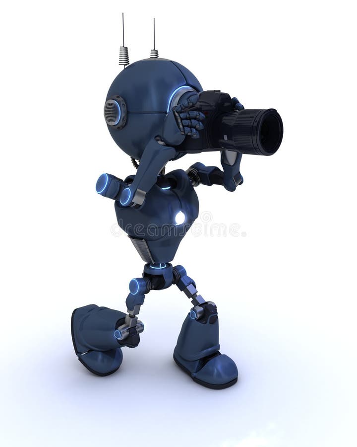 Android with SLR Camera stock illustration. Illustration of dslr - 32852342