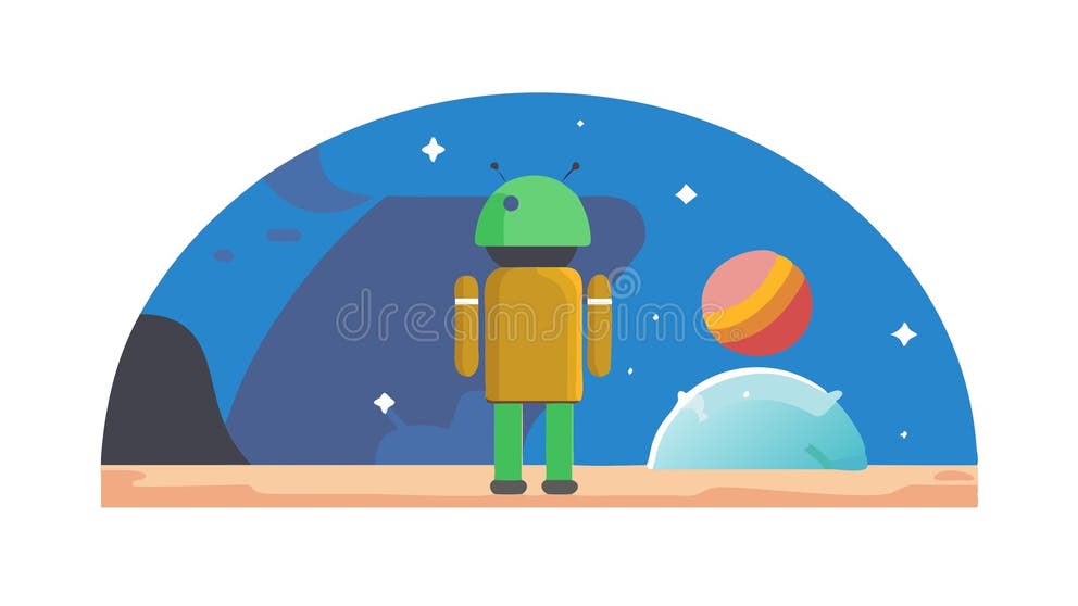 Android in Space, Cosmic Mobile OS, Vector Design Generative AI Stock ...