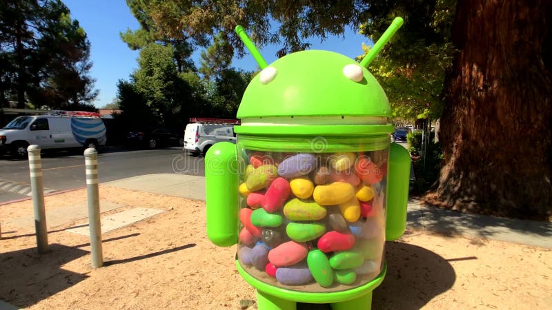 Statue of Android Lollipop and Jelly Bean with Sign Board Stock Video ...
