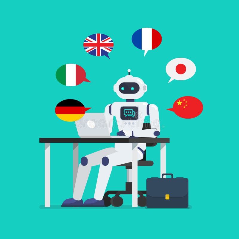 Android Translator is Working on a Laptop Computer at Office Desk Stock ...