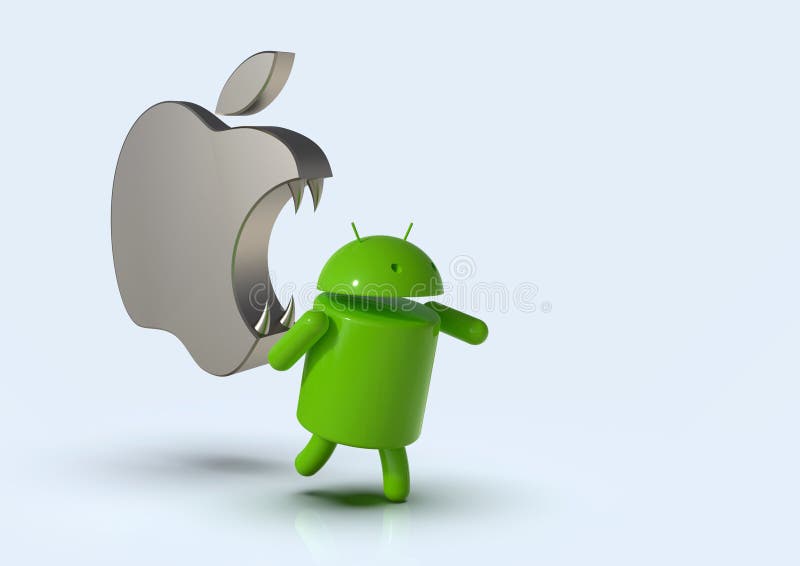 Apple IOS Vs Android Competition Symbol - Logo Characters Editorial ...