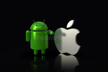 Android Vs Apple IOS - 3D Logo Characters, Side by Side Editorial Photo ...
