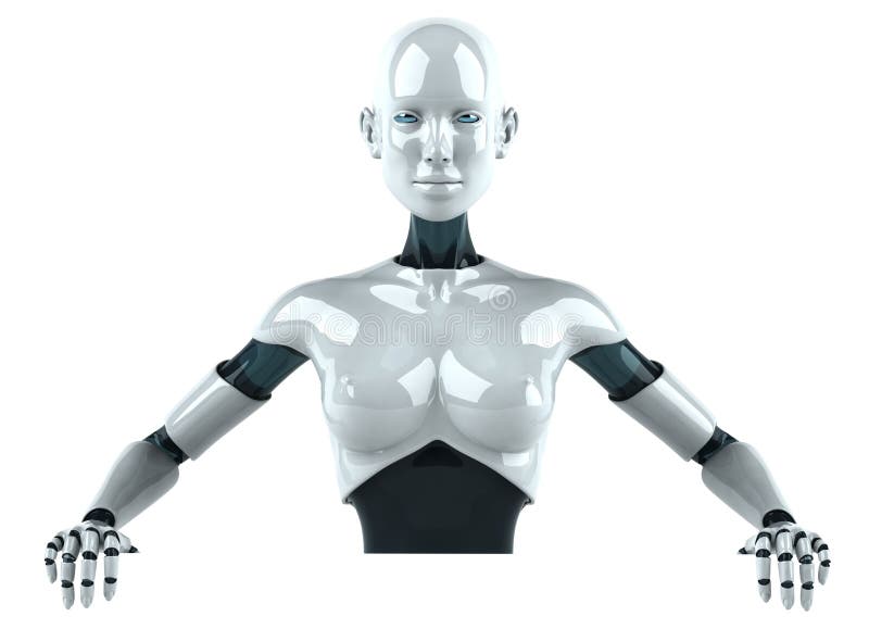 Female Woman Android Robot Head and Face Isolated Stock Illustration ...