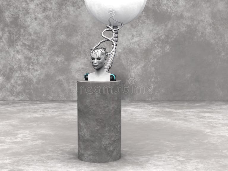 Android Woman Head on a Podium. Stock Illustration - Illustration of ...