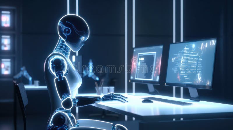 Android Work in the Virtual World. Internet. Artificial Intelligence ...