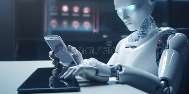 Android Work in the Virtual World. Internet. Artificial Intelligence ...