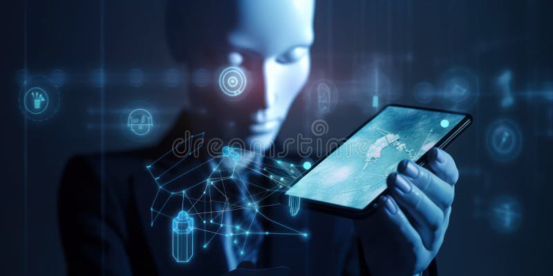 Android Work in the Virtual World. Internet. Artificial Intelligence ...