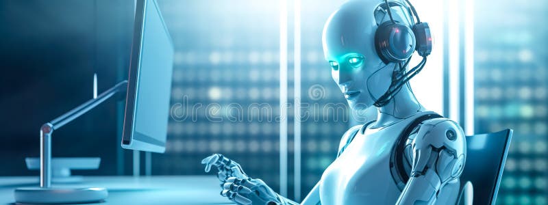 Android Working in the Office, Call Center and Technical Online Support ...