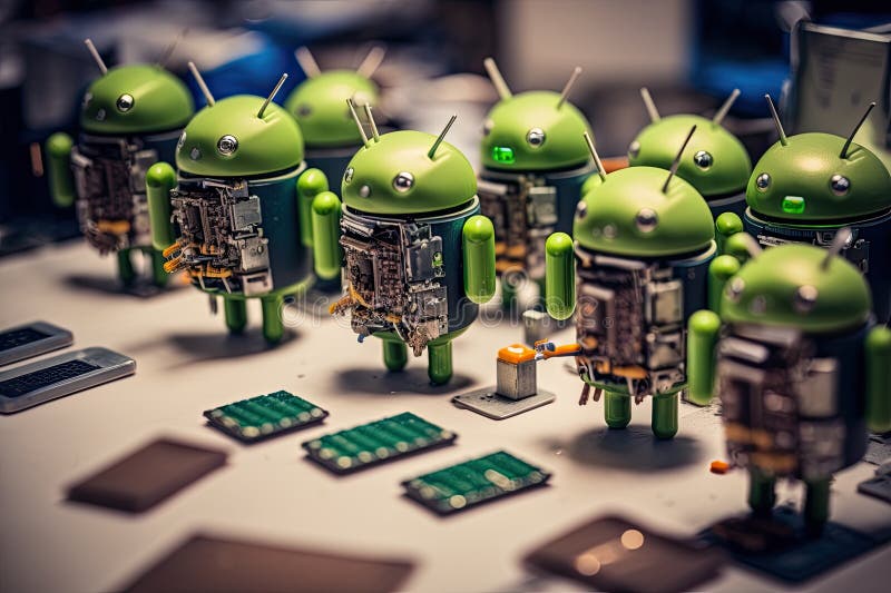 Androids Working in Hi-tech Factory, Assembling New Models with ...